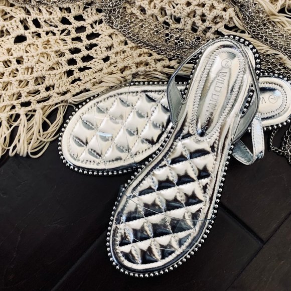 Wild Diva | Shoes | New Transparent Clear Open Toe Studded Slide Flat ...